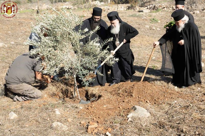 HIS BEATITUDE PLANTS TREES ON THE ESTATE OF THE MONASTERY OF THE CROSS ...